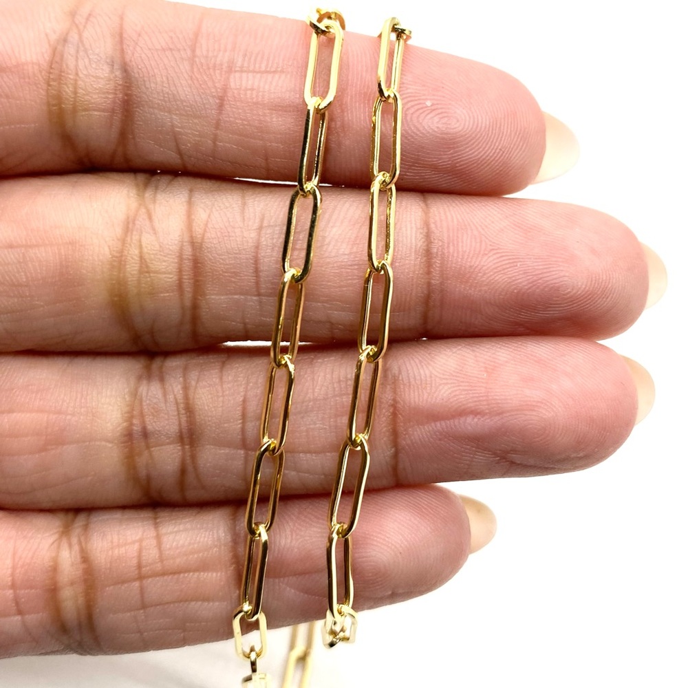 14k Gold Paper Clip Chain Necklace - Gem